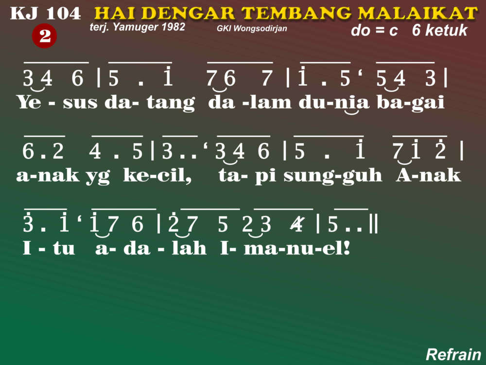 KidungOnline.com - KJ 104 HAI DENGAR TEMBANG MALAIKAT