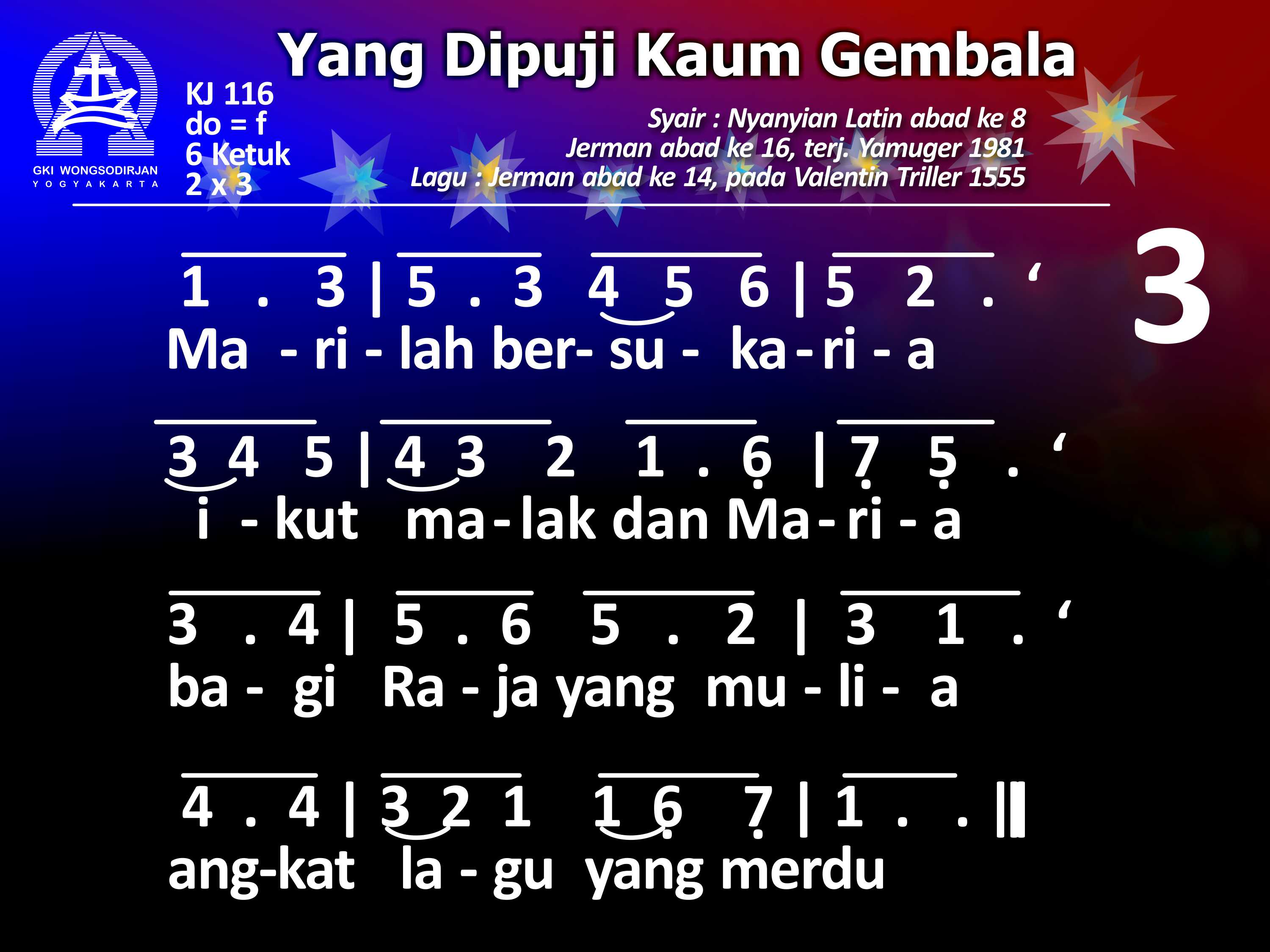 KidungOnline.com - KJ 116 YANG DIPUJI KAUM GEMBALA