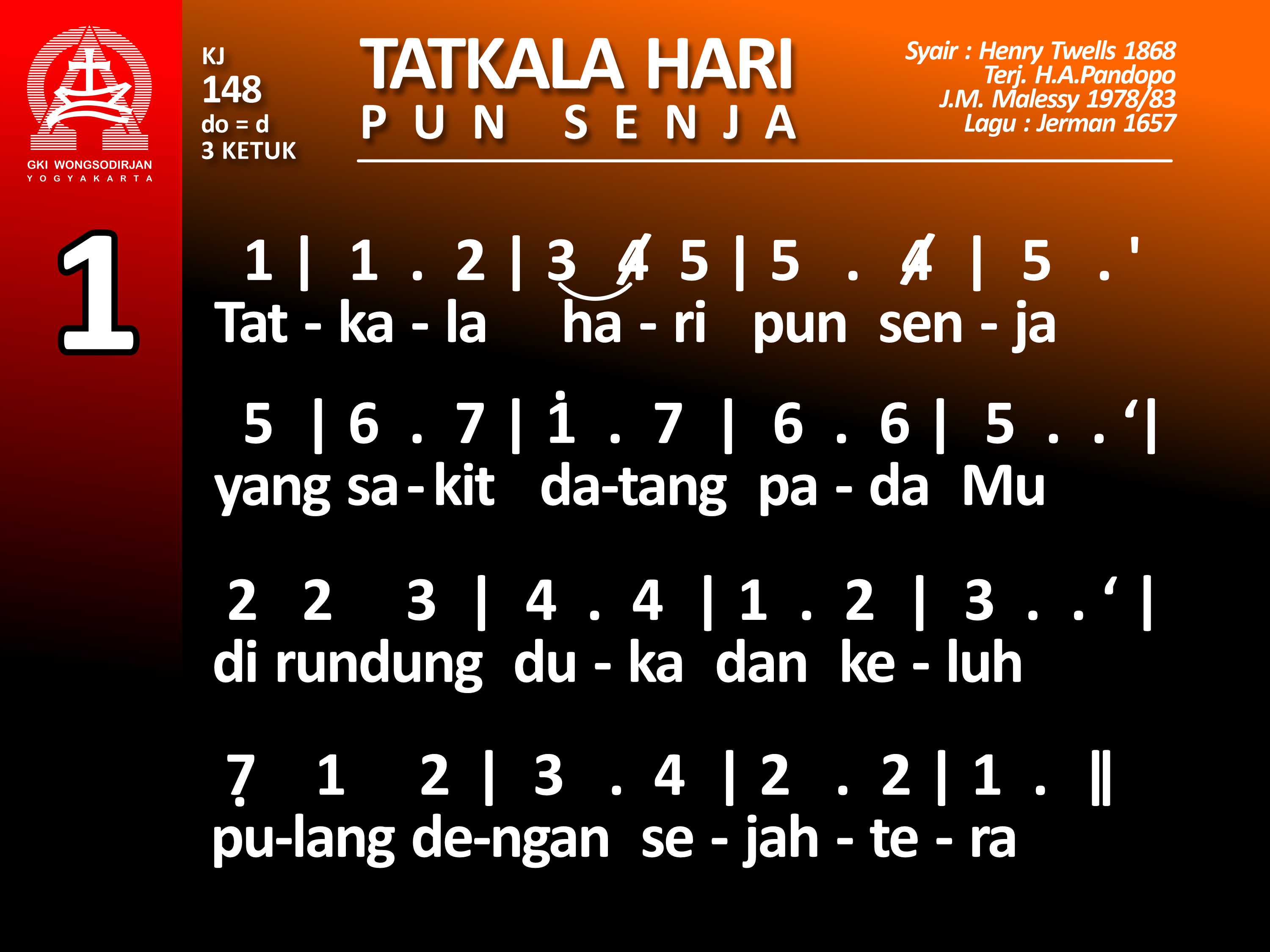 KidungOnline.com - KJ 148 TATKALA HARI PUN SENJA