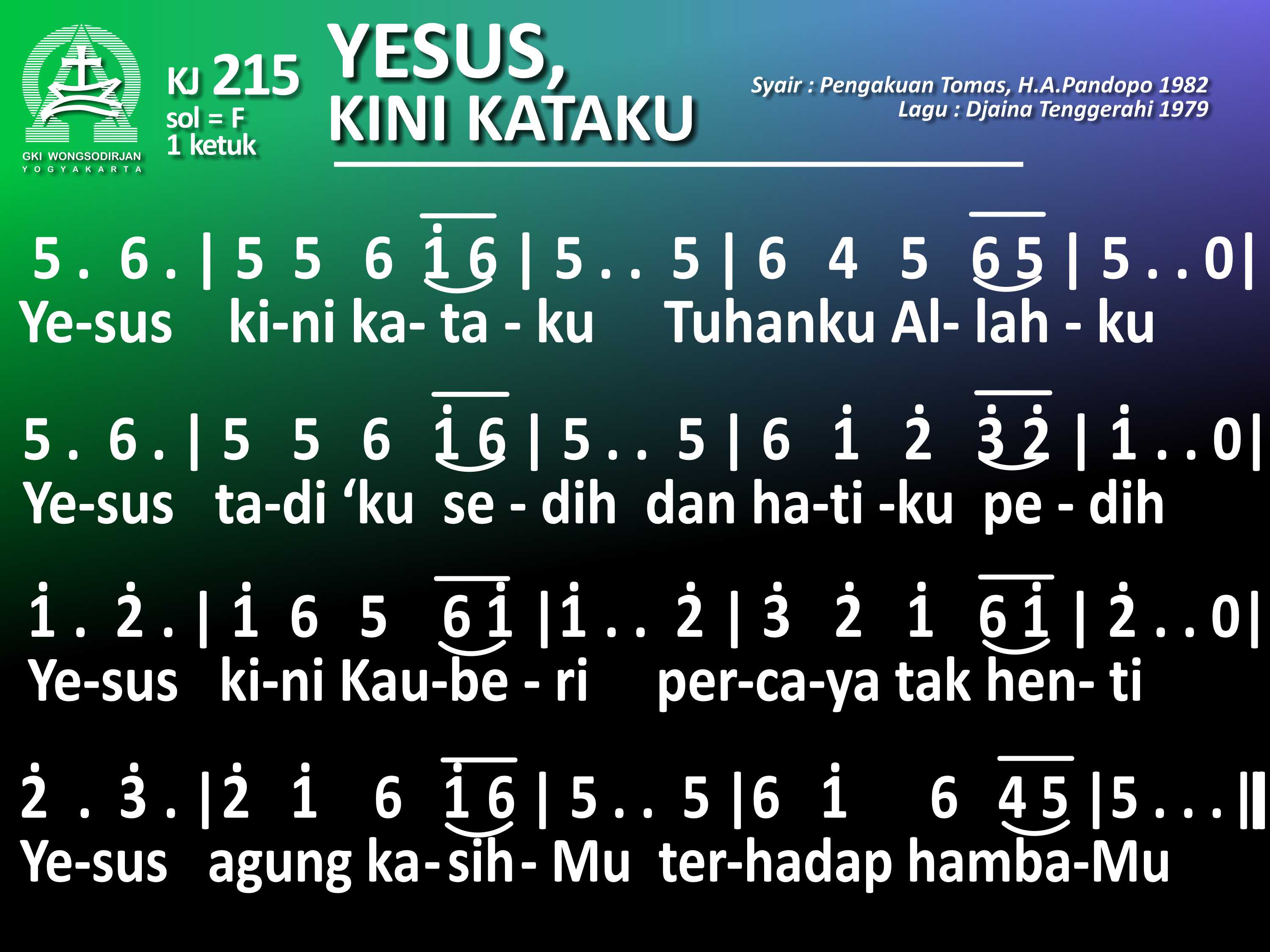 KidungOnline.com - KJ 215 YESUS, KINI KATAKU