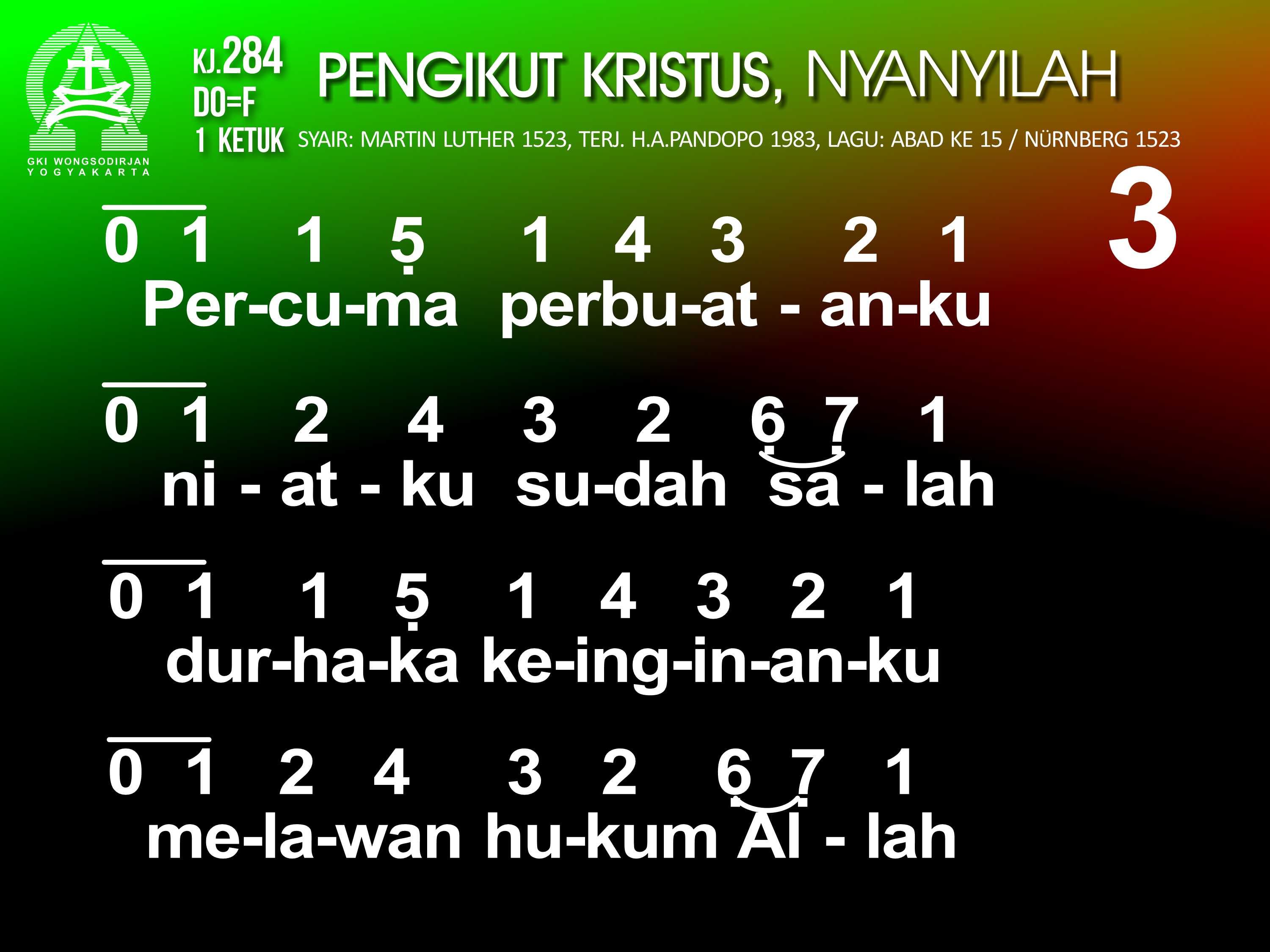 KidungOnline.com - KJ 284 PENGIKUT KRISTUS, NYANYILAH
