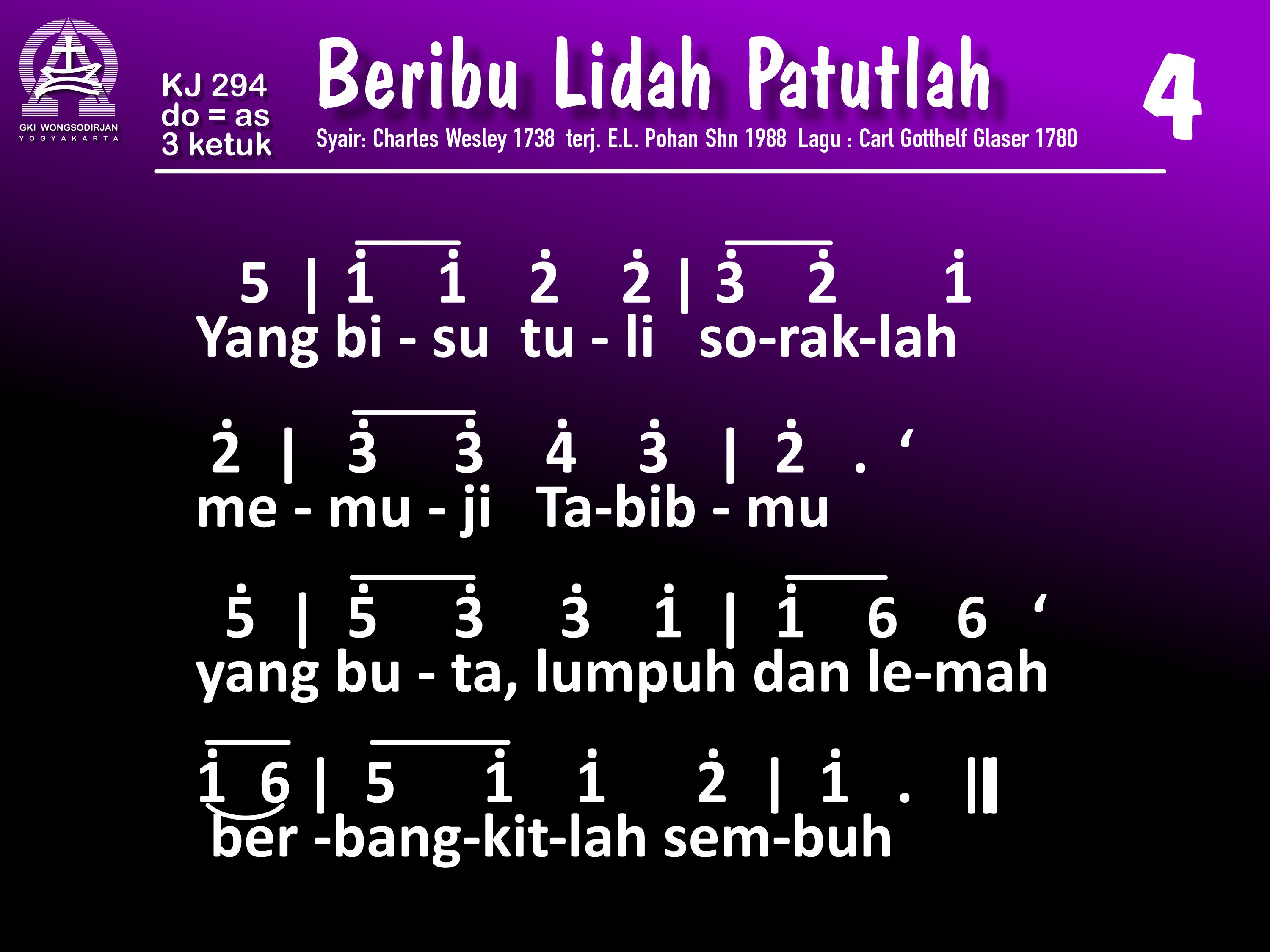 KidungOnline.com - KJ 294 BERIBU LIDAH PATUTLAH