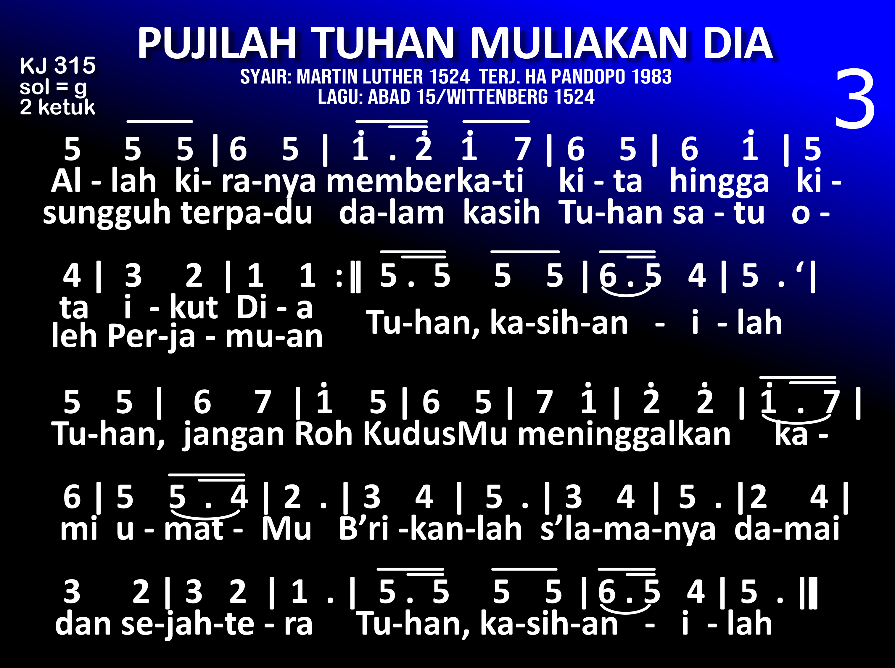KidungOnline.com - KJ 315 PUJILAH TUHAN, MULIAKAN DIA