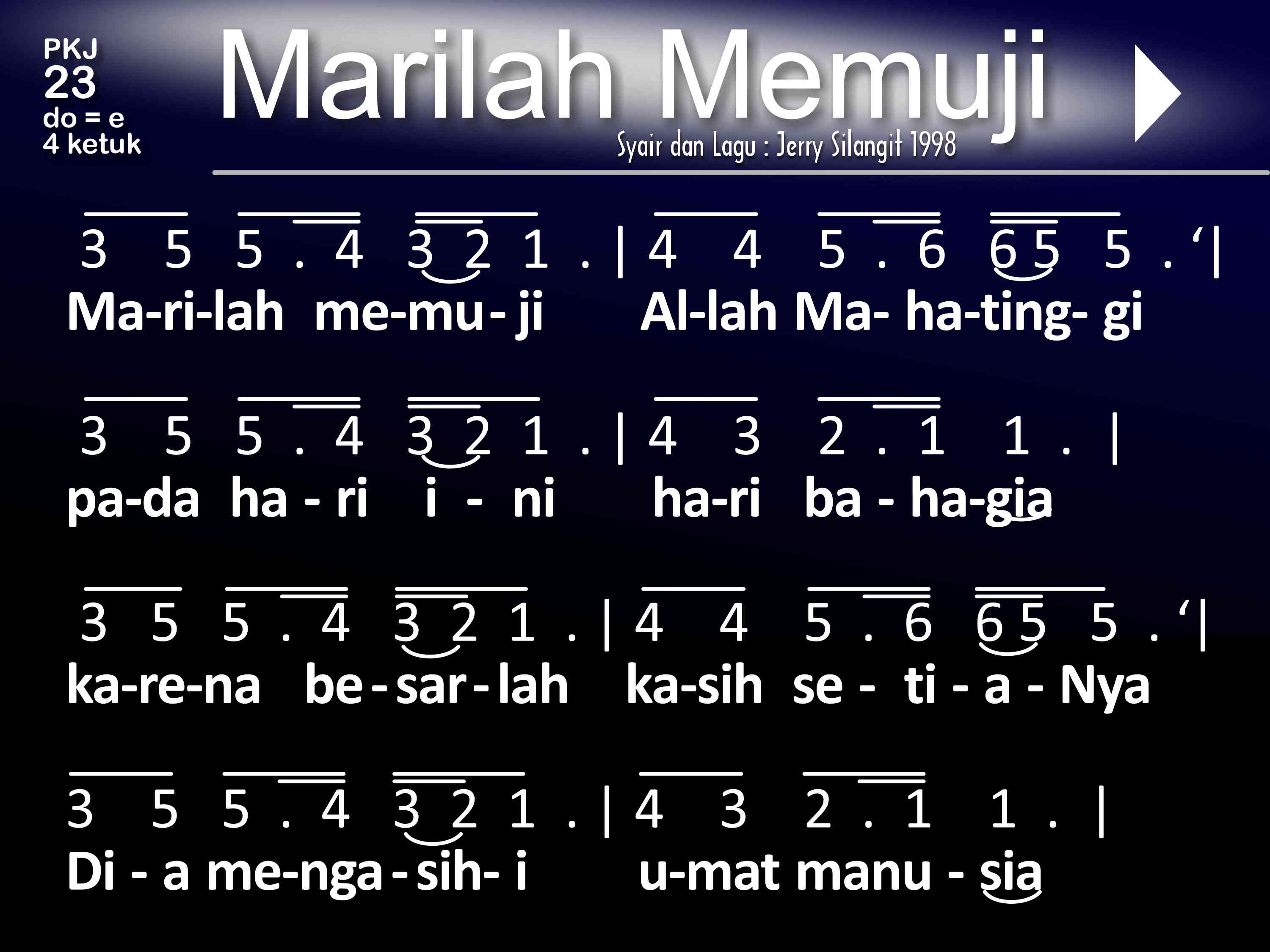 KidungOnline.com - PKJ 023 MARILAH MEMUJI