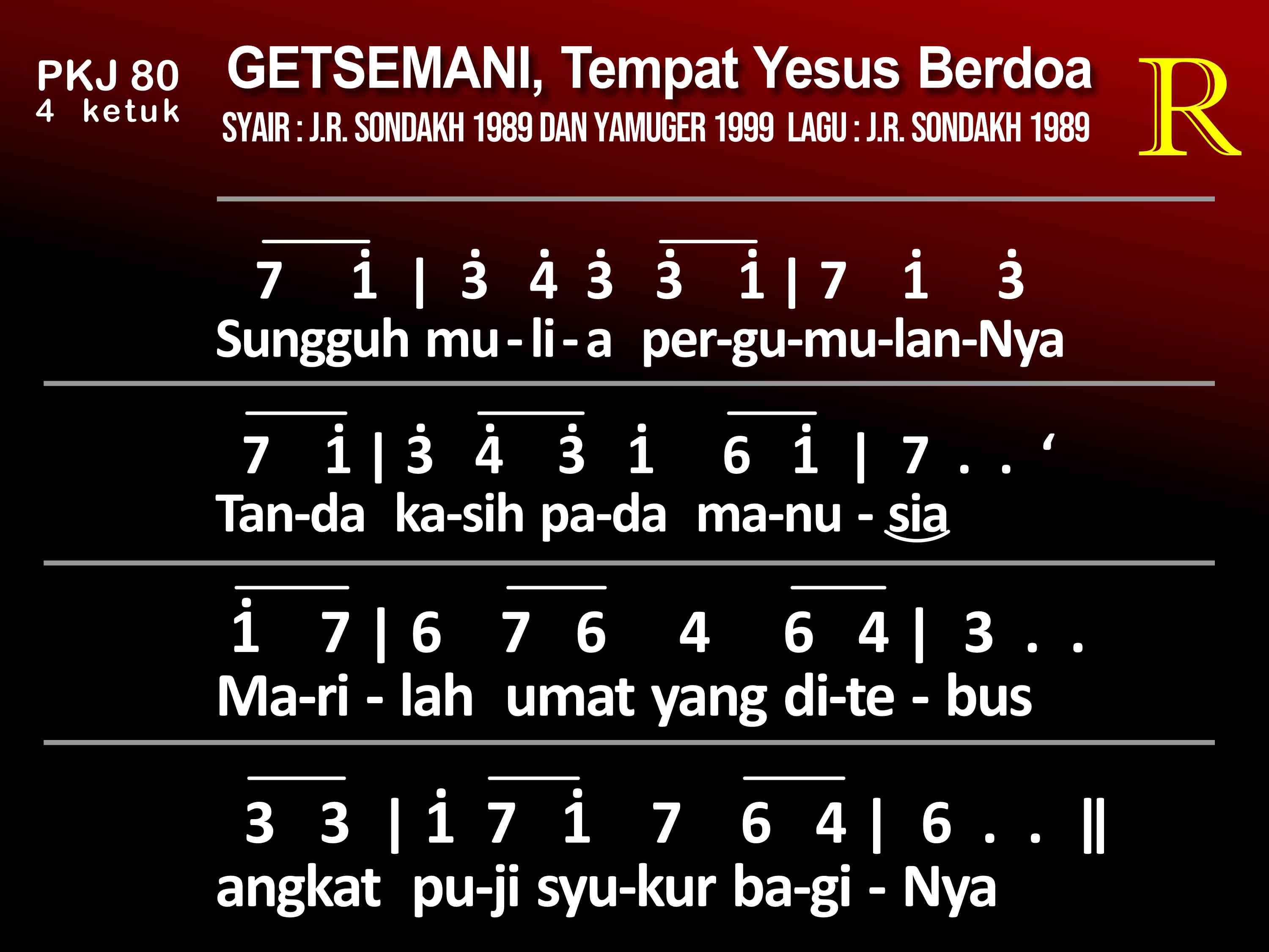 KidungOnline.com - PKJ 080 GETSEMANI, TEMPAT YESUS BERDOA