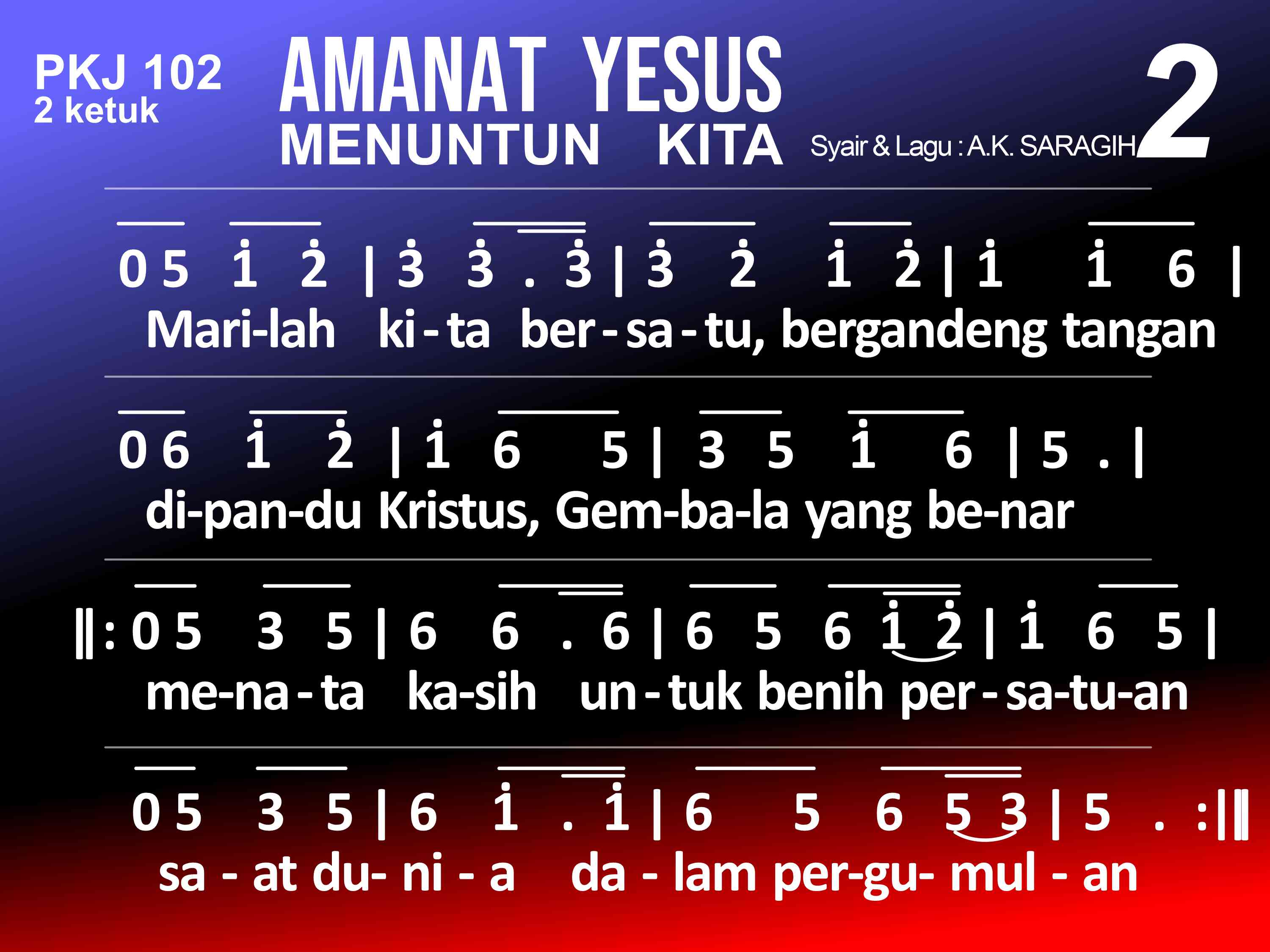 KidungOnline.com - PKJ 102 AMANAT YESUS MENUNTUN KITA