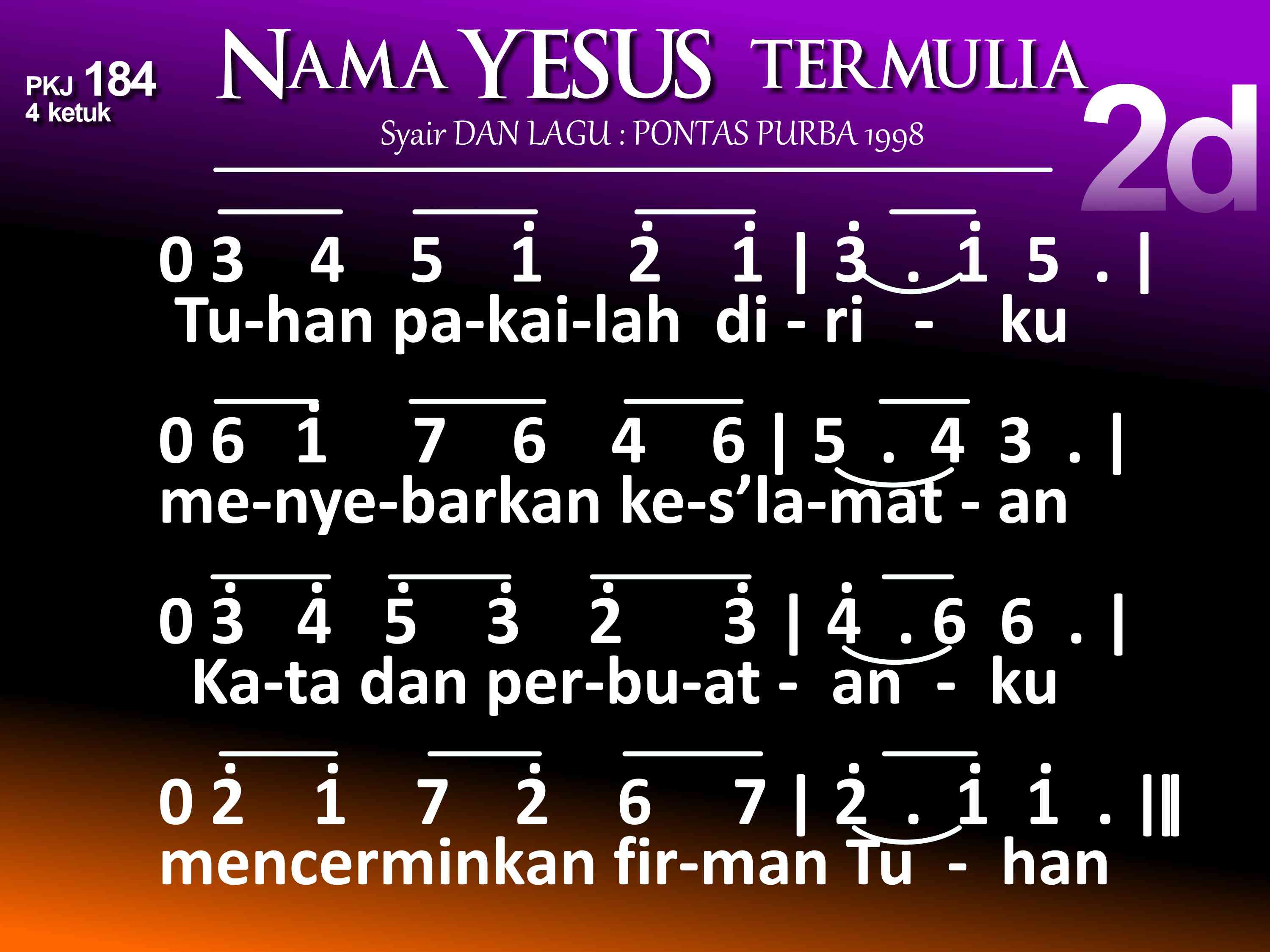 KidungOnline.com - PKJ 184 NAMA YESUS TERMULIA