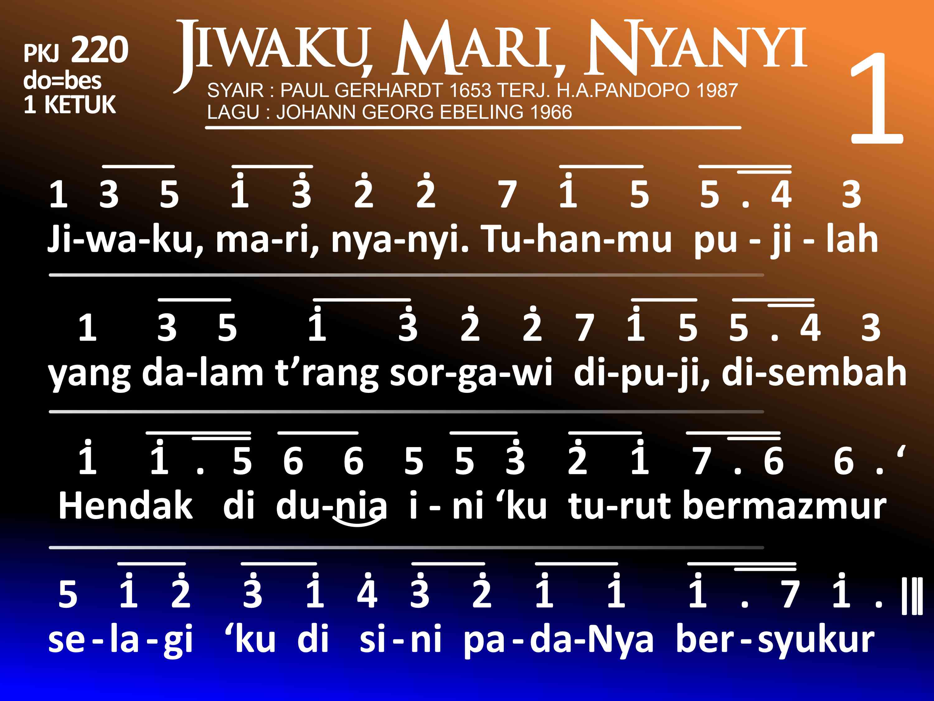 KidungOnline.com - PKJ 220 JIWAKU, MARI, NYANYI