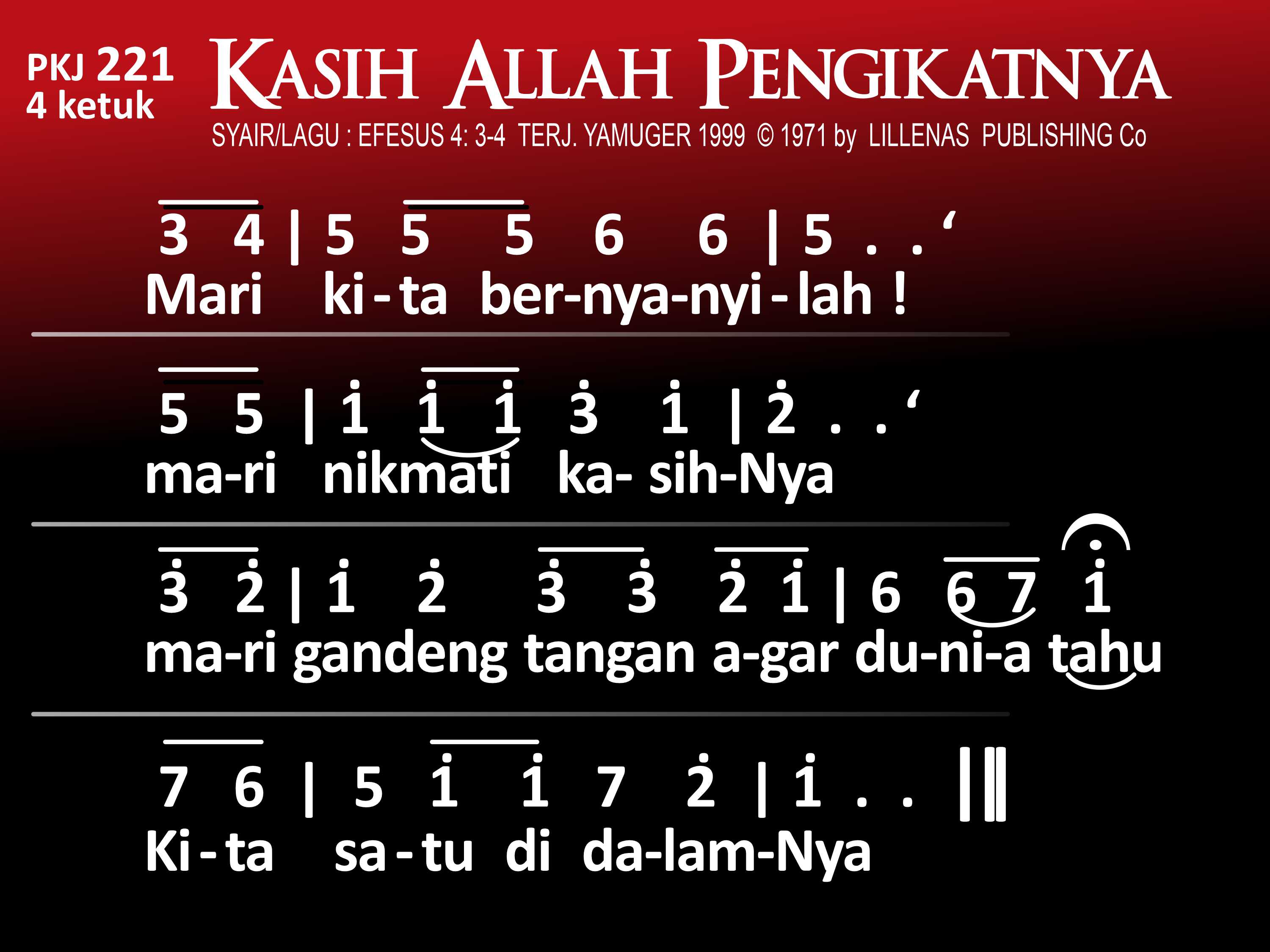 KidungOnline.com - PKJ 221 KASIH ALLAH PENGIKATNYA