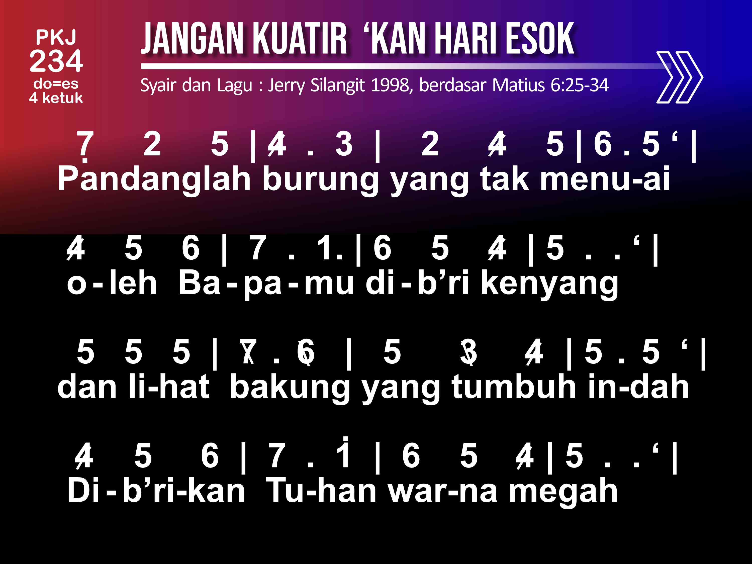 KidungOnline.com - PKJ 234 JANGAN KUATIR KAN HARI ESOK