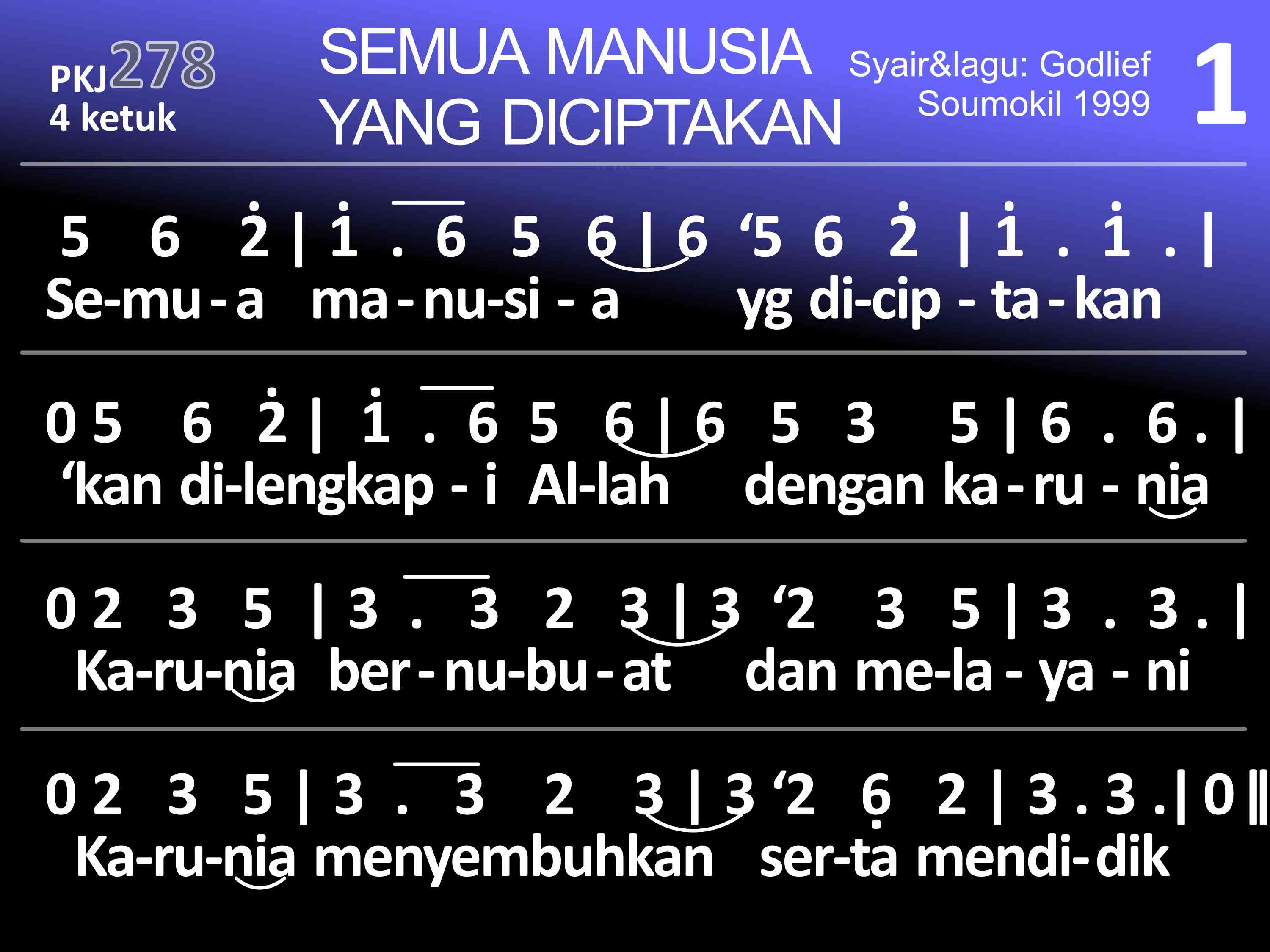 KidungOnline.com - PKJ 278 SEMUA MANUSIA YANG DICIPTAKAN