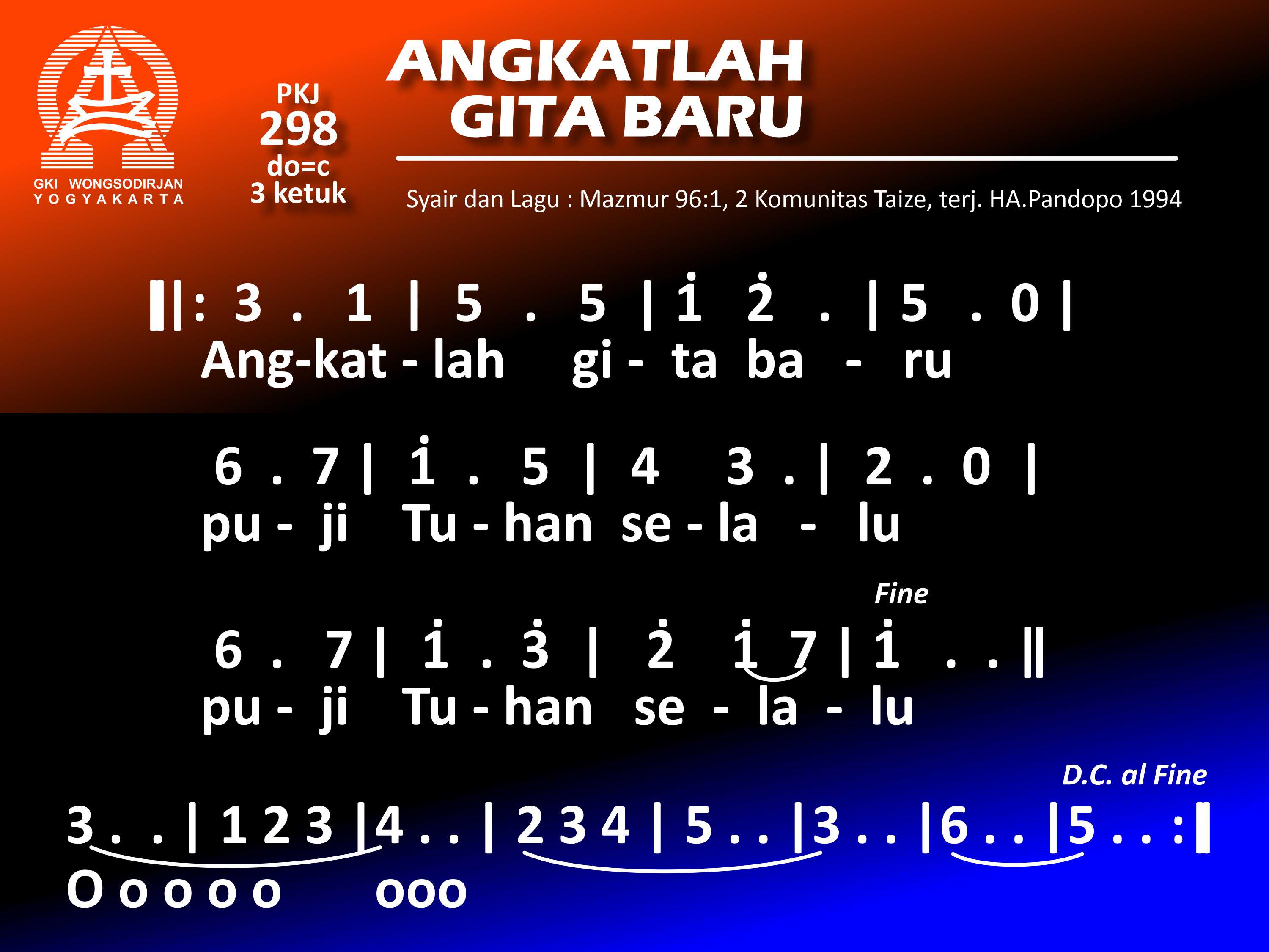 KidungOnline.com - PKJ 298 ANGKATLAH GITA BARU